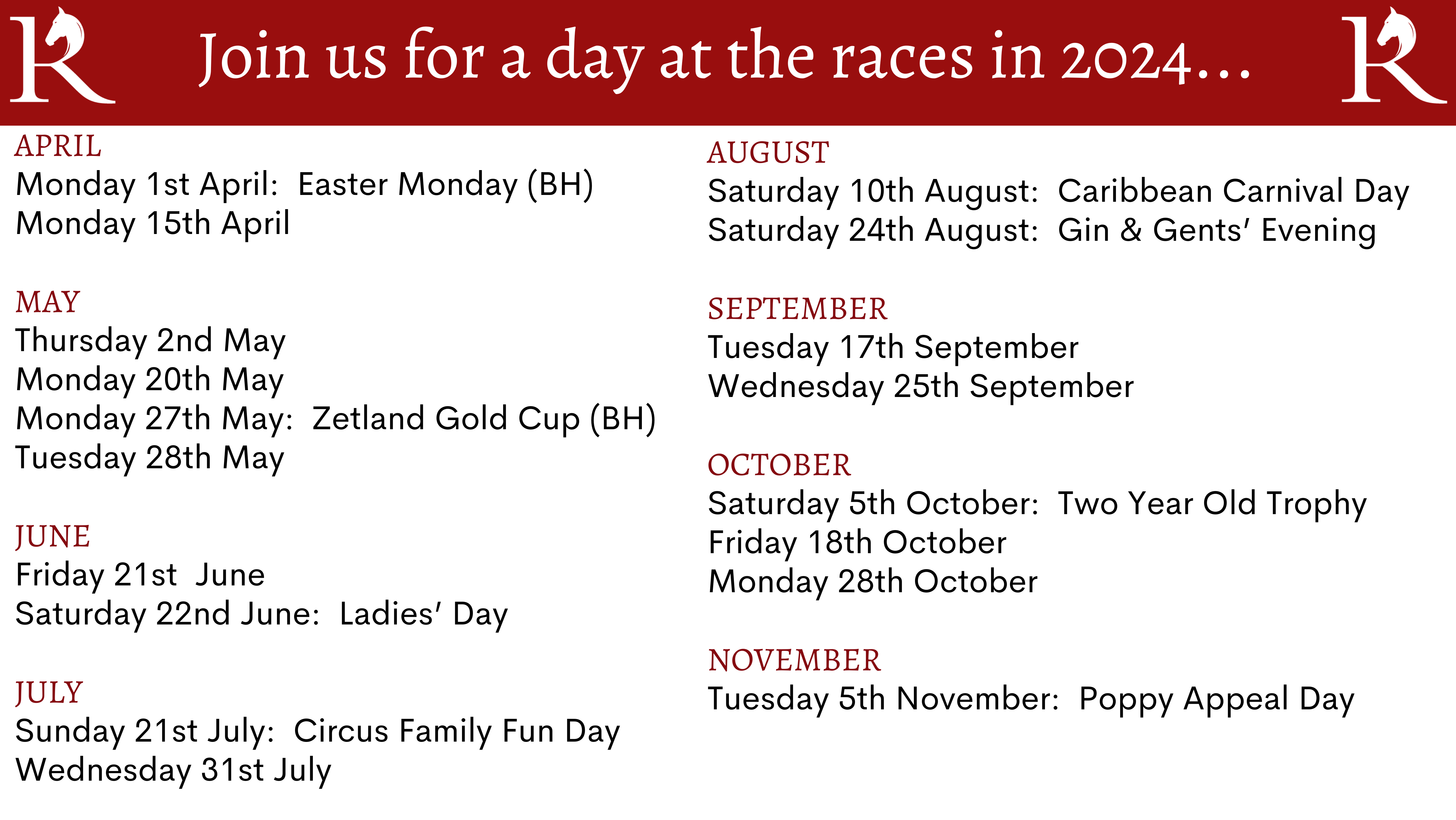 Redcar Racing — Fixtures